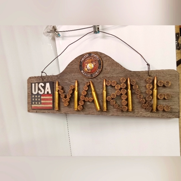 Rainbow Inc | Wall Decor | Usa Marine Corps Wooden Wall Plaque With Gun ...
